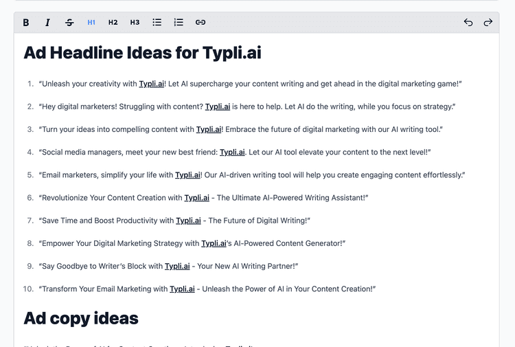 Typli.ai - AI Writing Tools with Superpowers.