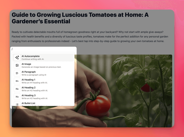 AI Autocomplete Text in Typli